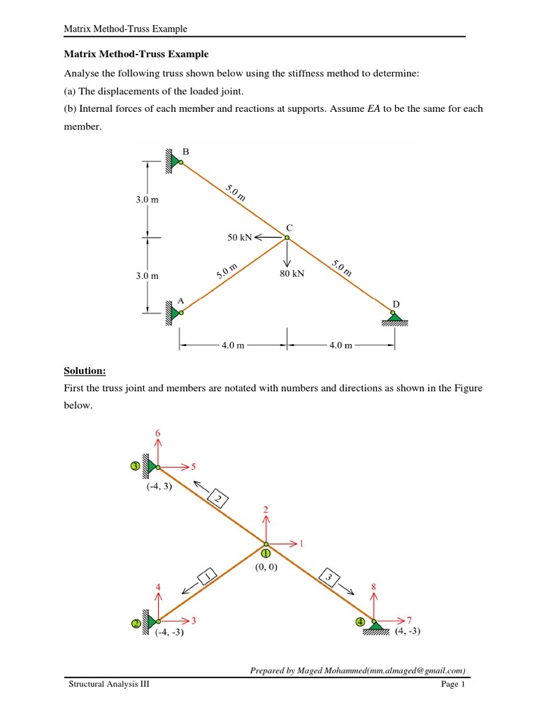 Matrix Method - Truss | PDF | Structural Analysis | Structural Engineering