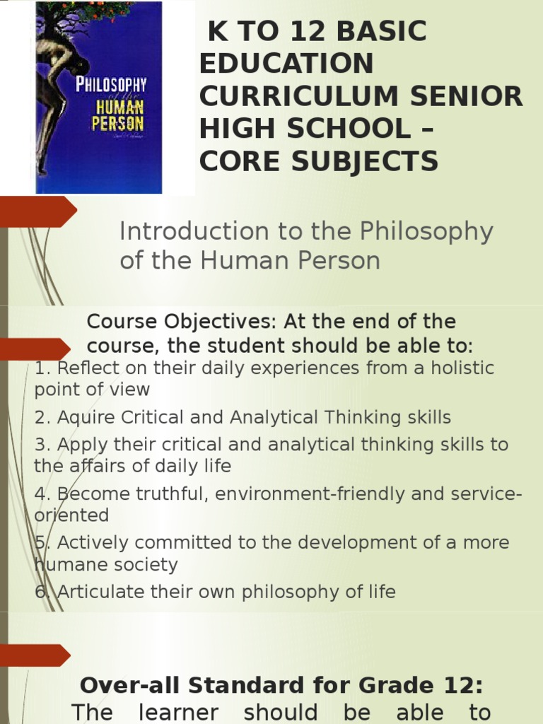 Philosophy of the Human Person Course | PDF | Learning | Curriculum