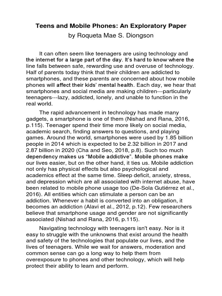 Teenagers and Mobile Phone Addiction | PDF | Adolescence | Social Media