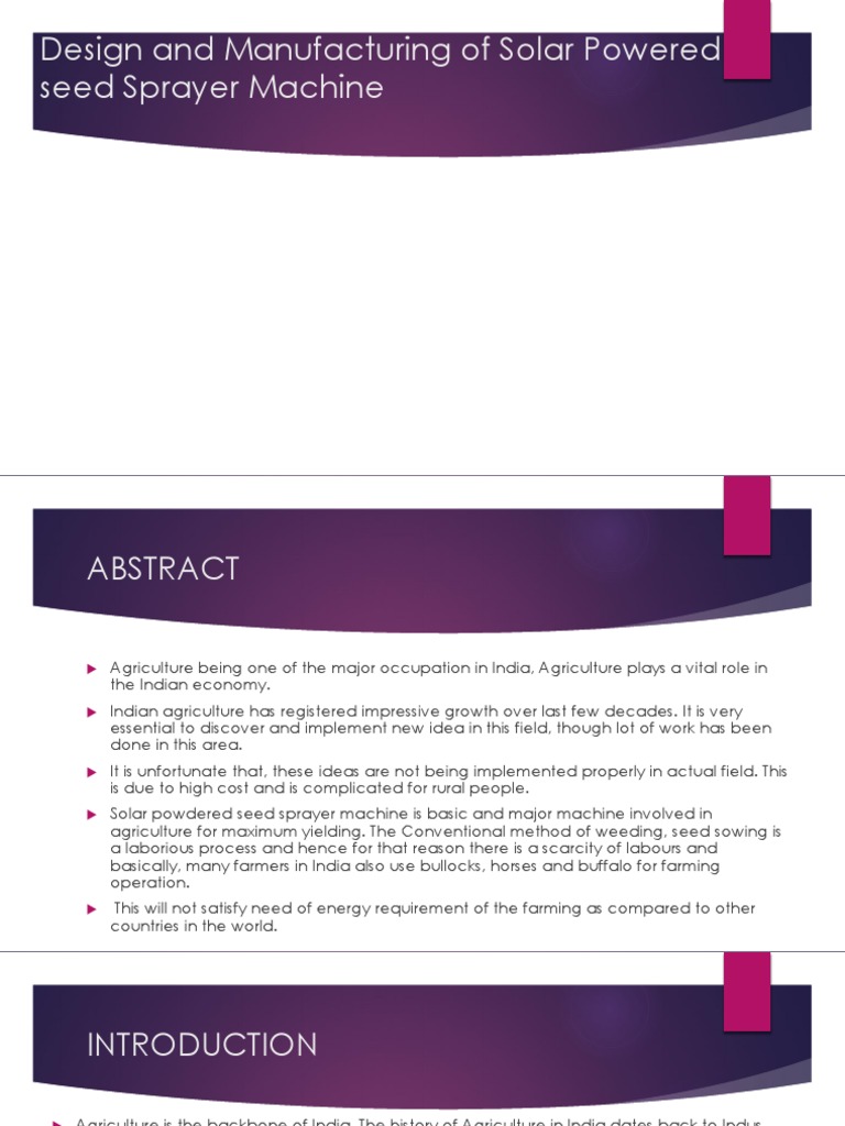 Design and Development of a Solar Powered Seed Sprayer Machine to ...
