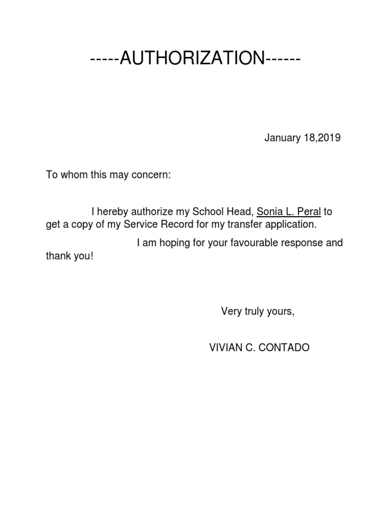 AUTHORIZATION - : January 18,2019 | PDF