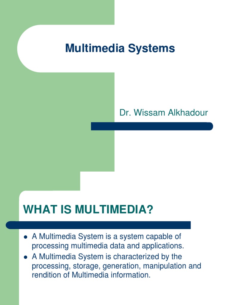 Lecture2-Multimedia Systems | PDF | Digital Video | Data Compression