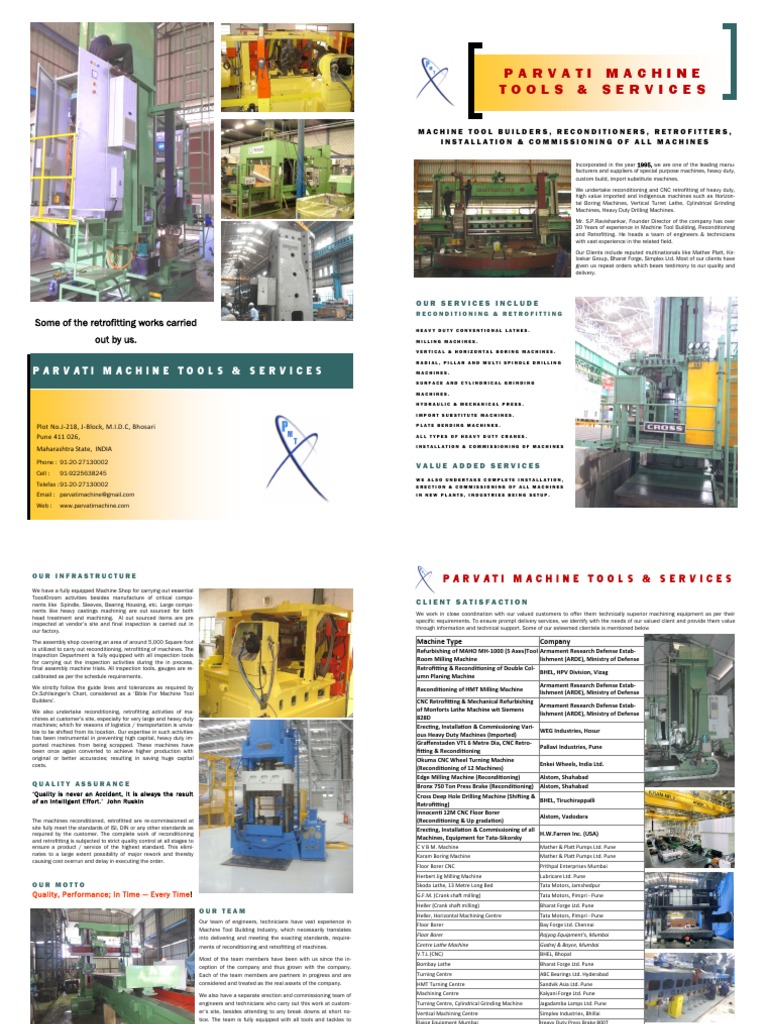 Parvati Machine Tools Catalog | PDF | Machine Tool | Numerical Control
