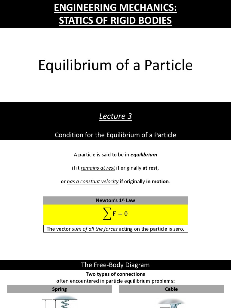 Equilibrium of A Particle | PDF | Force | Euclidean Vector