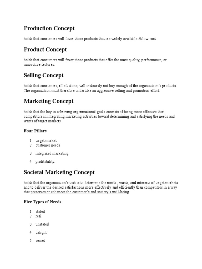 Production Concept: Four Pillars | PDF | Market Segmentation | Marketing