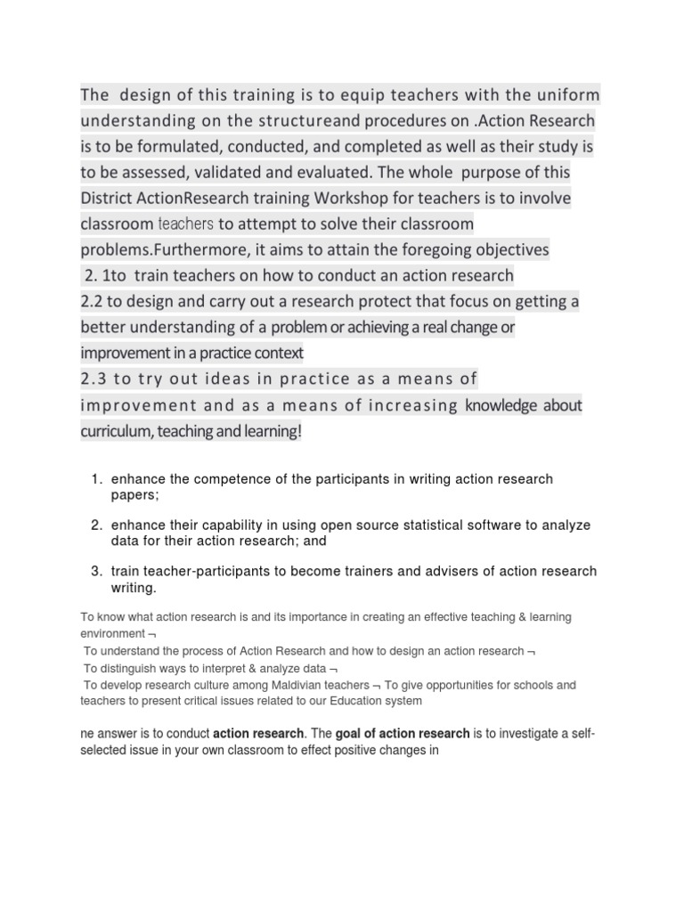 Action Research Objectives | PDF