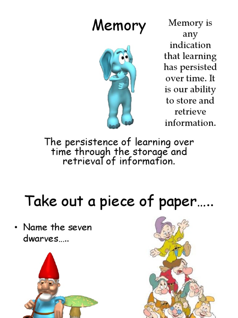 The persistence of learning over time through the storage and retrieval of information | PDF ...