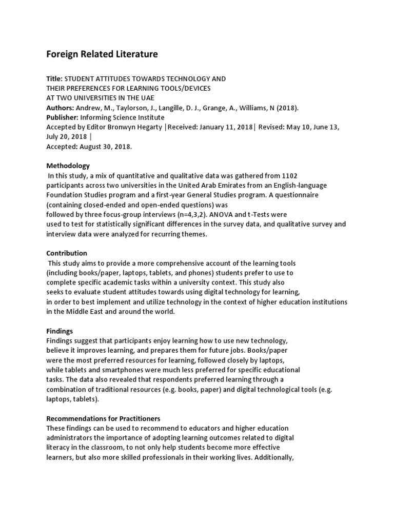 Foreign Related Literature | PDF | Science | Attitude (Psychology)