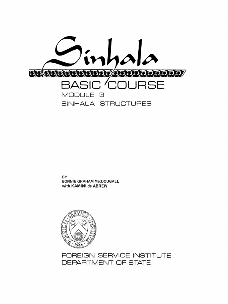 FSI - Sinhala Basic Course - Module 3 - Student Text PDF | PDF