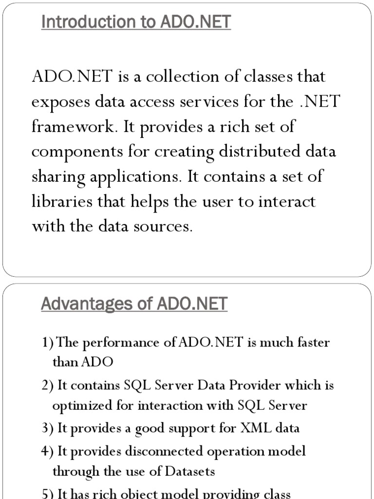 Ado.net | PDF | Databases | Microsoft Sql Server
