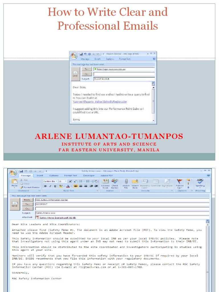 How To Write Clear and Professional Emails: Arlene Lumantao-Tumanpos ...