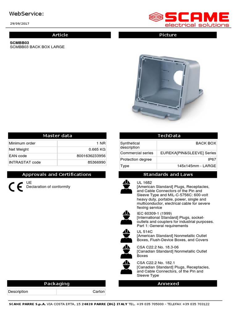 Scame SCMBB03 PDF | PDF | Electrical Connector | Electrical Components