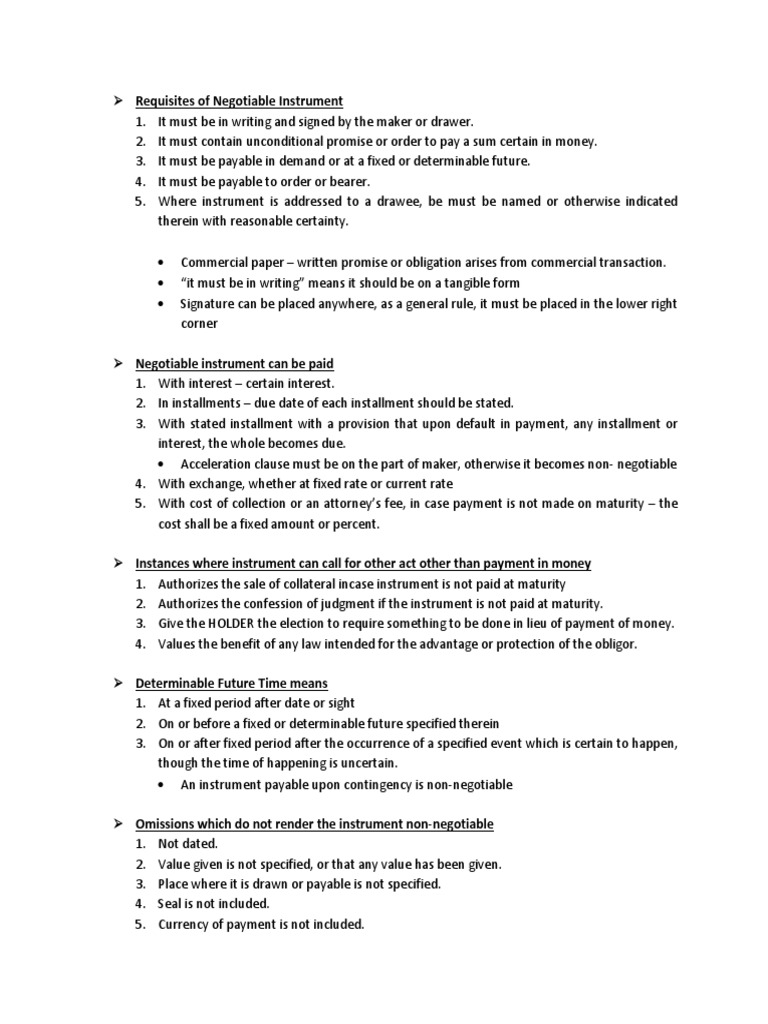 Negotiable Instrument | Negotiable Instrument | Private Law