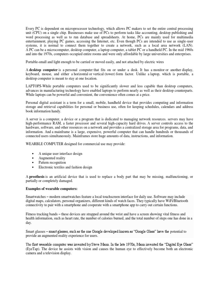 Examples of Wearable Computers | PDF | Desktop Computer | Personal ...