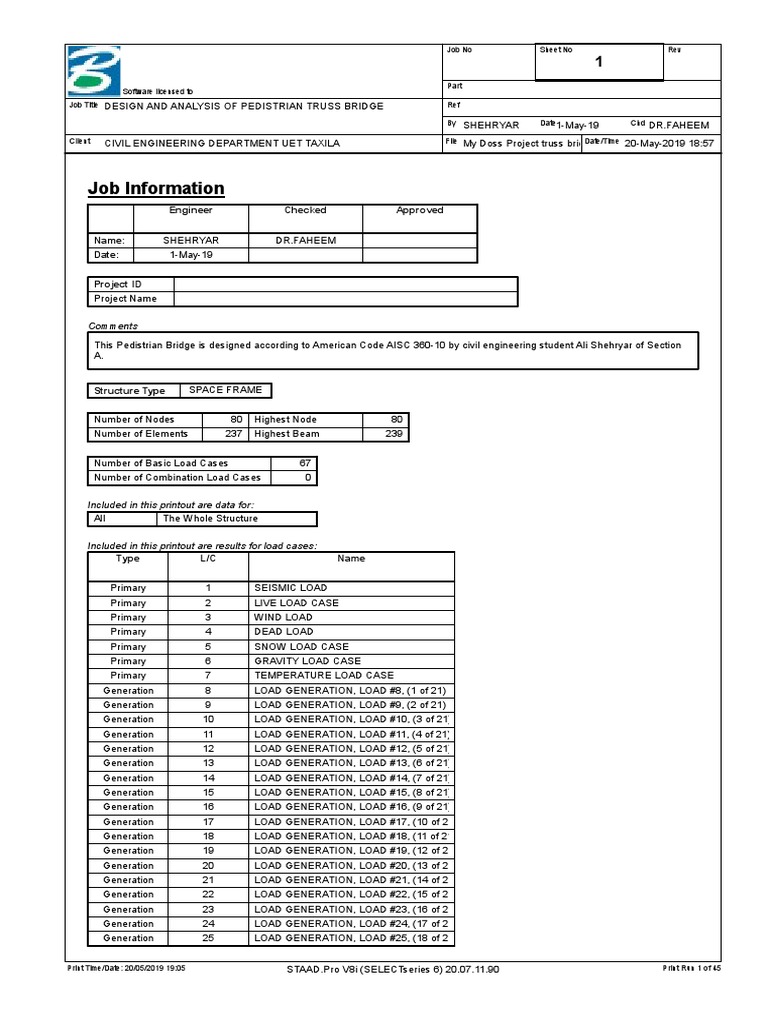 Design Of Steel Bridge Structure Report Using Staad Pro Pdf Truss