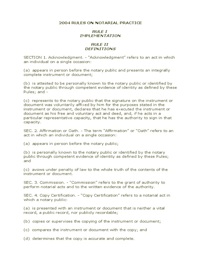2004 Rules On Notarial Practice | PDF | Notary Public | Signature