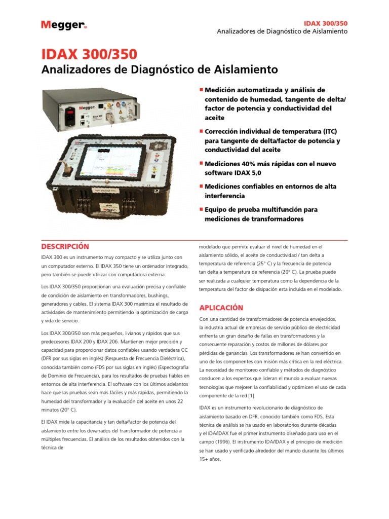 IDAX 300/350: Diagnóstico de Aislamiento | PDF | Transformador ...