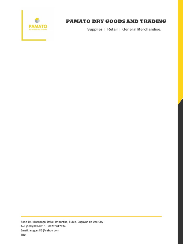 Pamato Dry Goods and Trading: Supplies - Retail - General Merchandise | PDF