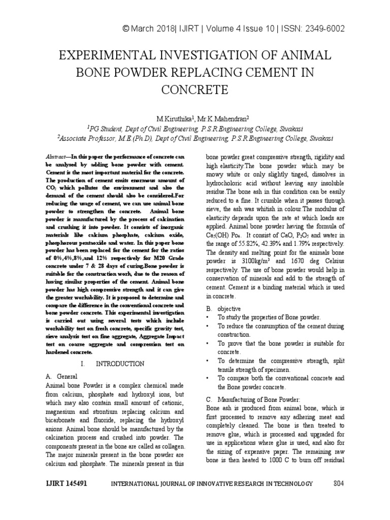 Experimental Investigation of Animal Bone Powder | PDF | Composite ...