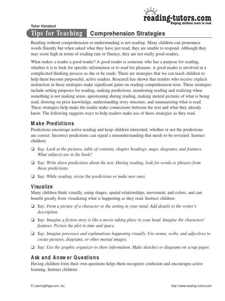 TIPS For Teachers Reading | PDF | Reading Comprehension | Question