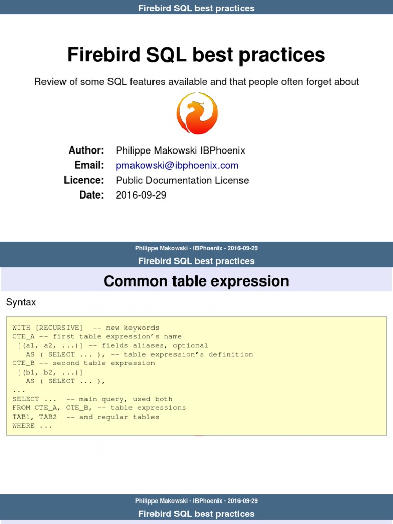 Firebird SQL Best Practices | PDF | Database Index | Data Management