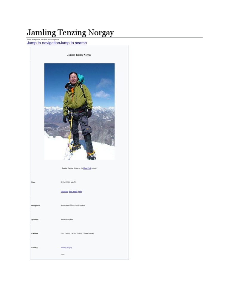 Jamling Tenzing Norgay | PDF | Himalayas | Mountains