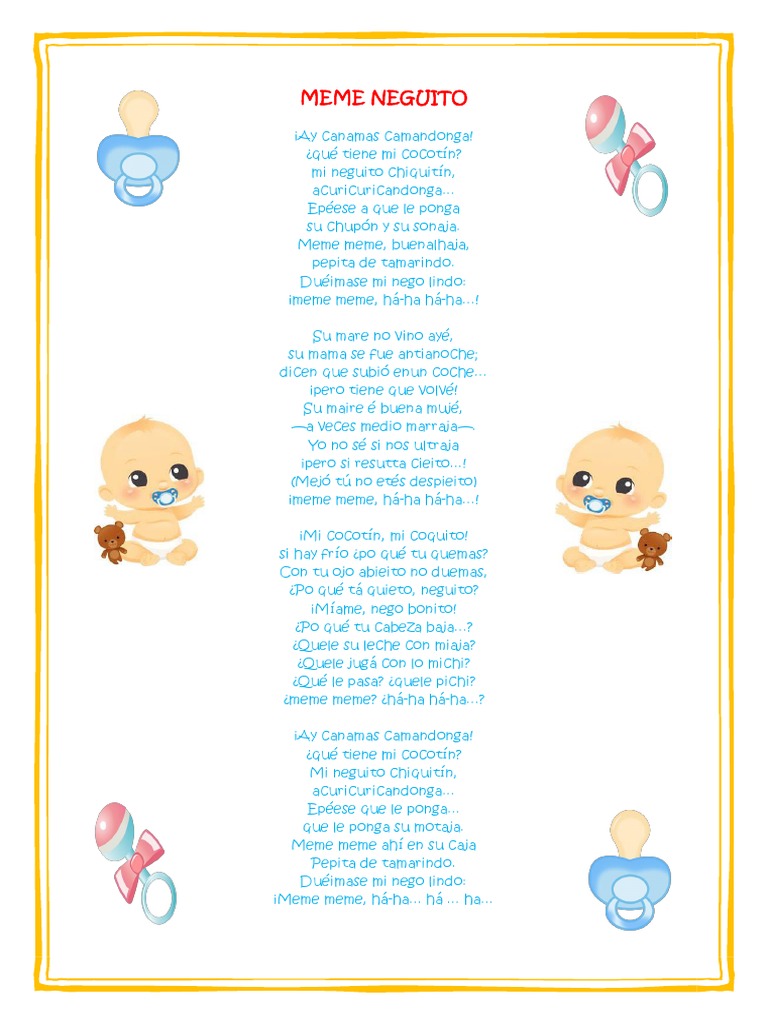 Poema "Meme Neguito" de Nicomedes Santa Cruz | PDF