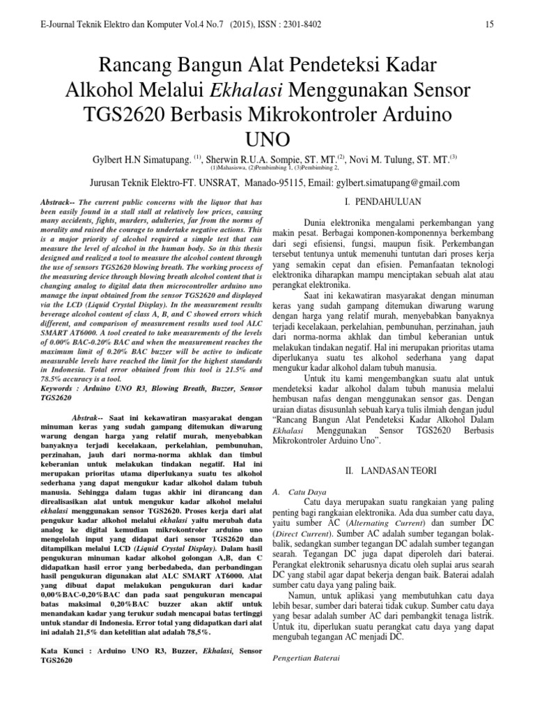 Rancang Bangun Alat Pendeteksi Kadar Alkohol Melalui Ekhalasi ...