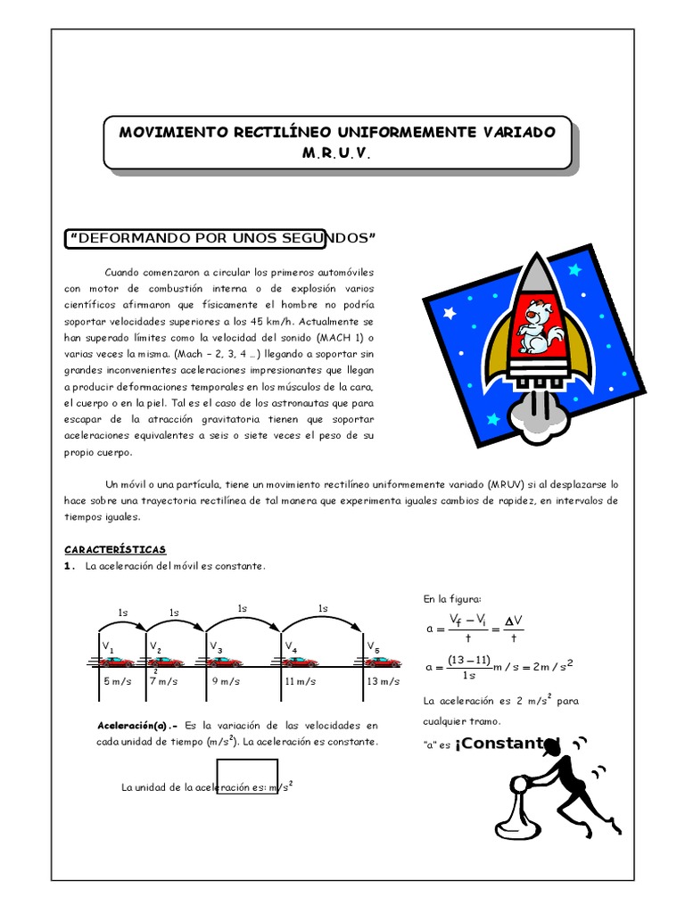 3 Movimiento Rectilíneo Uniformemente Variado MRUV | PDF | Aceleración ...