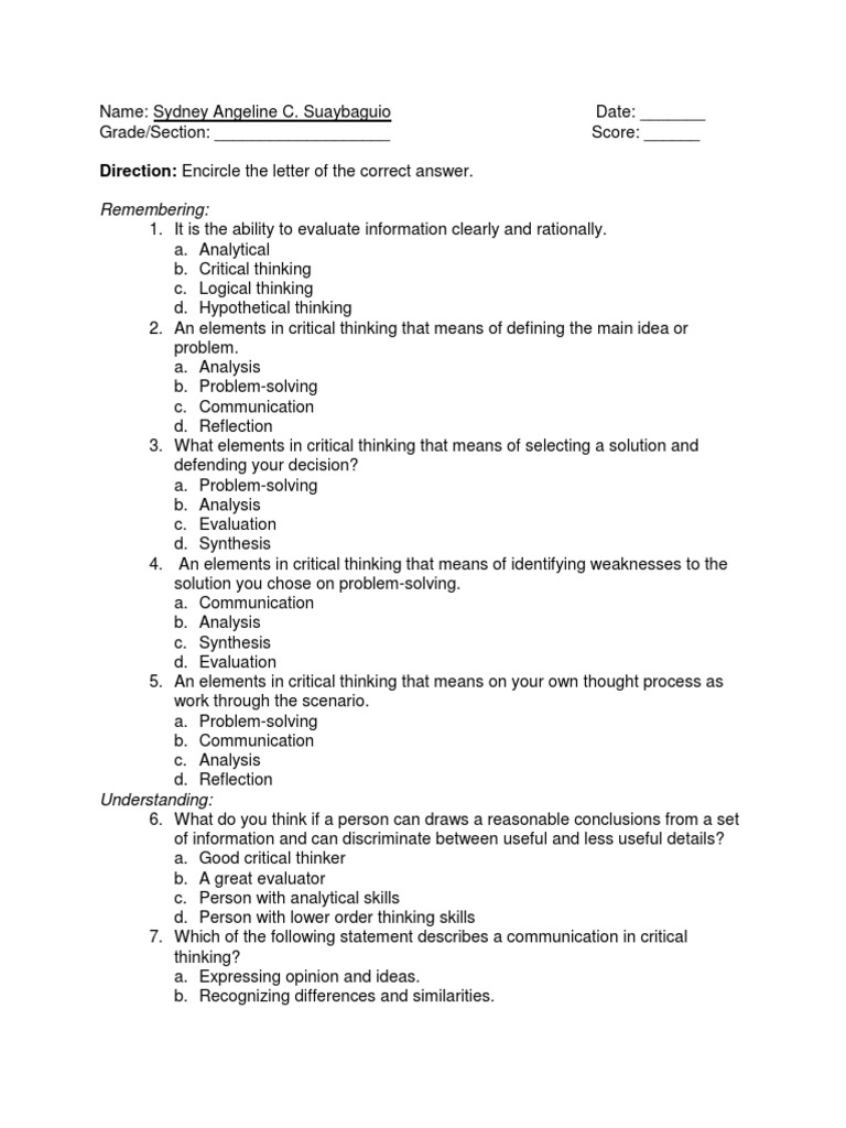 Direction: Encircle The Letter of The Correct Answer.: Remembering ...