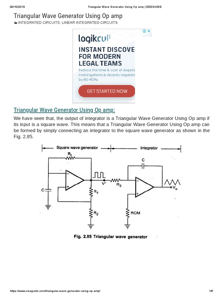 Triangular Wave Generator Using Op Amp - EEEGUIDE | PDF | Amplifier | Operational Amplifier