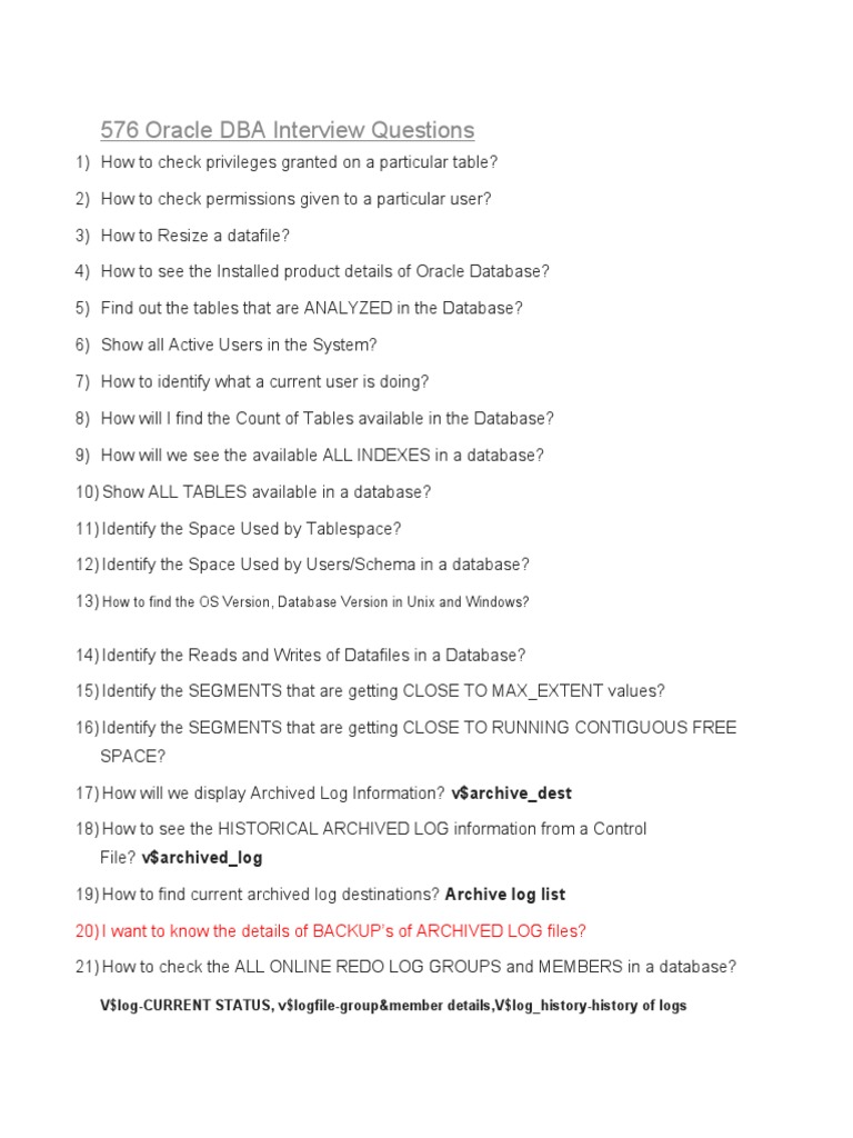 Oracle DBA Interview Questions | PDF | Oracle Database | Database Index