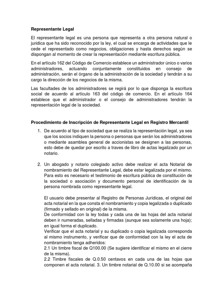 Representante Legal Pdf Empresas Información Del Gobierno