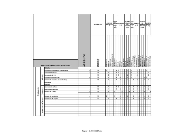 Matriz Conesa Jabon | PDF | Tecnología Ambiental | Ciencias de la Tierra