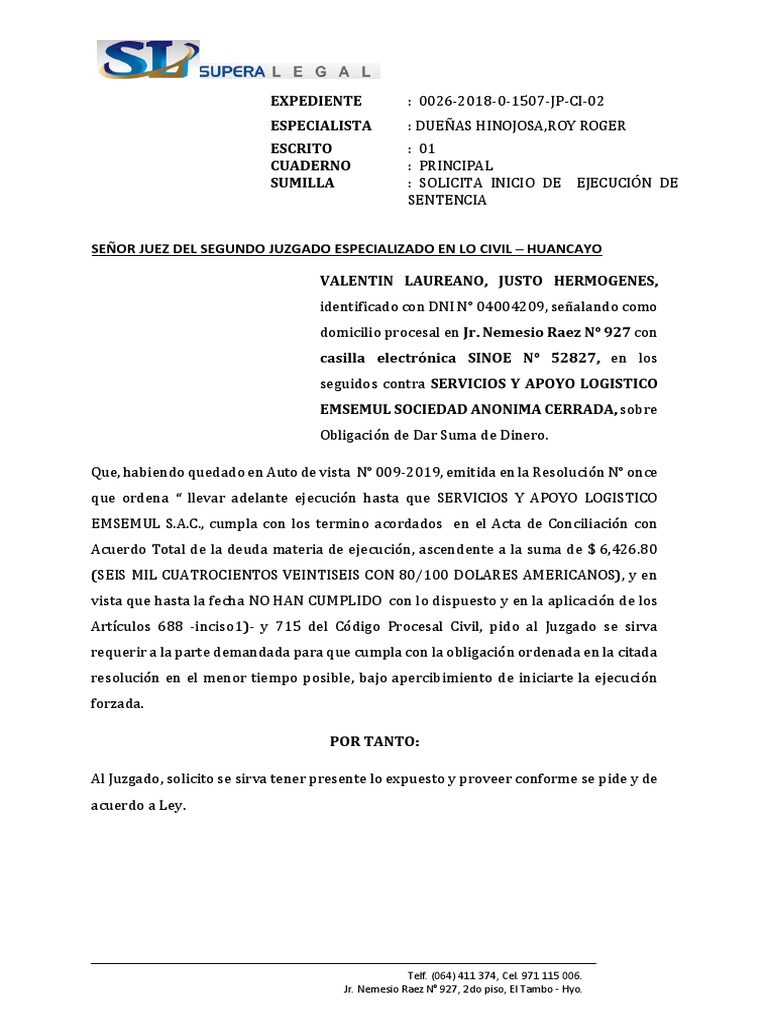Modelo De Escrito Solicitando La Confirmacion De La Sentencia Pdf Risetmodelo De Escrito De ...