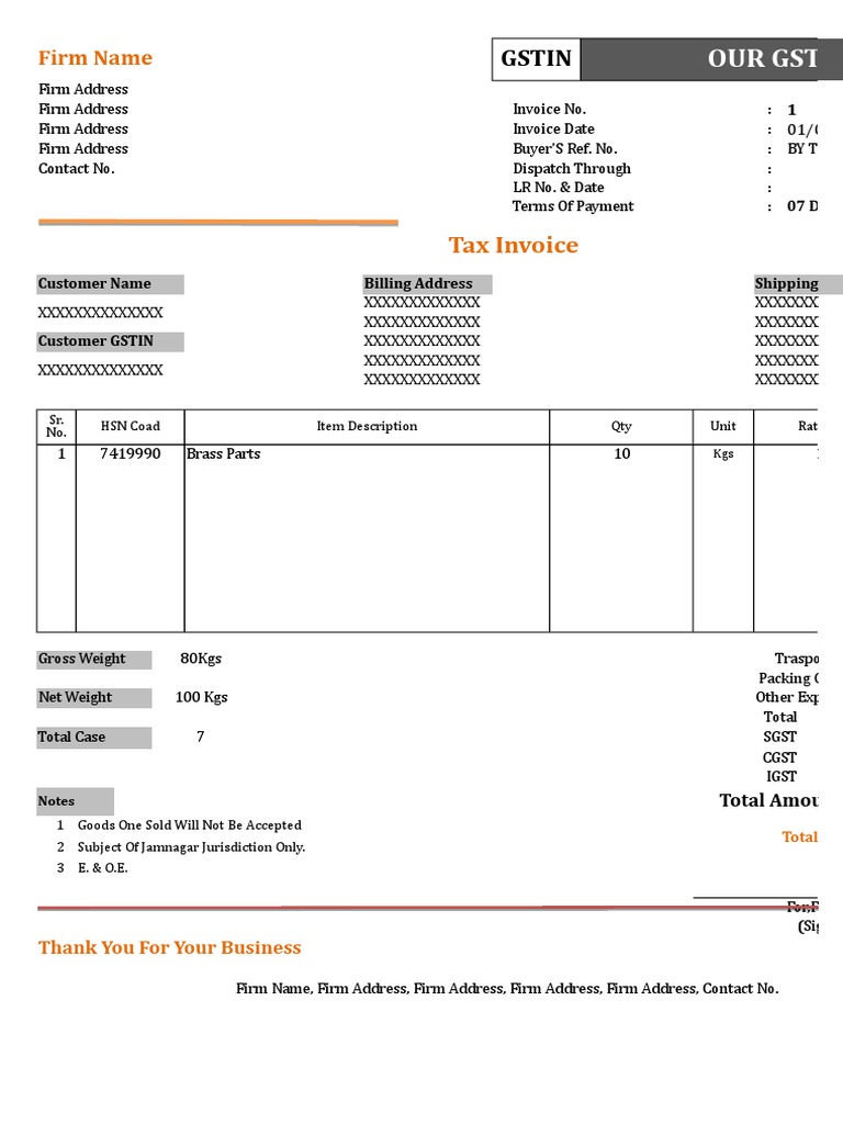 GST Invoice Format | PDF | Invoice | Services (Economics)