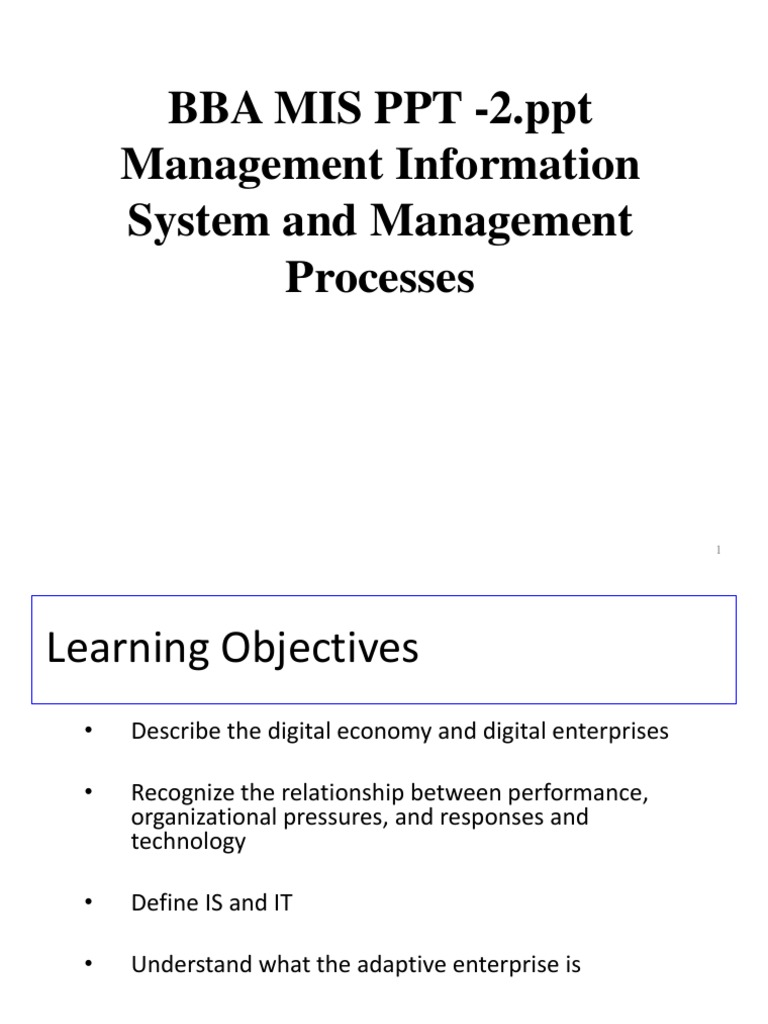 BBA MIS PPT-2 Management Information System and Management Processes ...