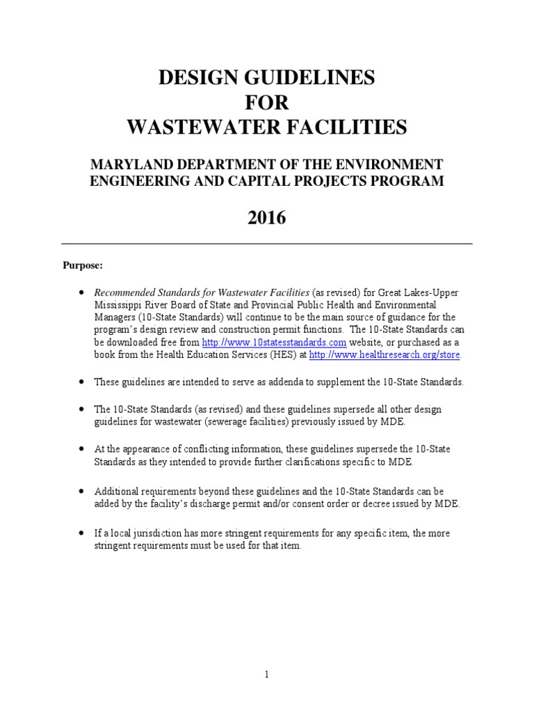 Design Guidelines FOR Wastewater Facilities | PDF | Sewage Treatment ...