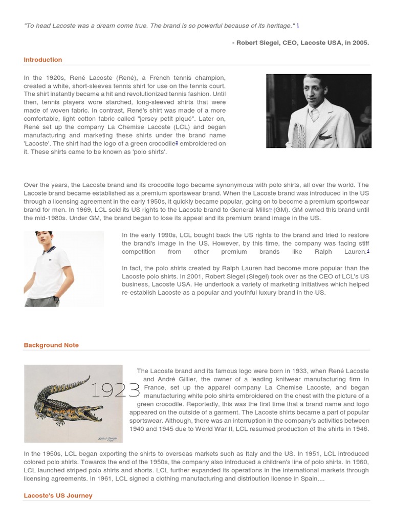 To Head Lacoste Was A Dream Come True. The Brand Is So Powerful Because ...