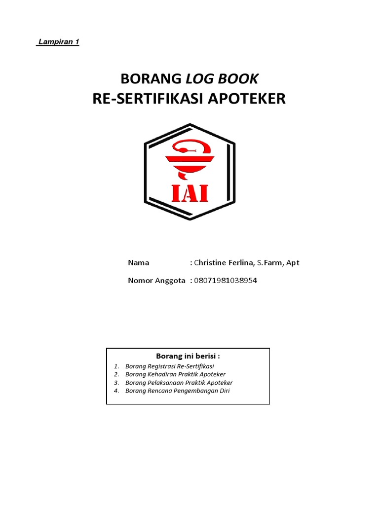 Borang Resertifikasi Christine Ferlina, S.farm, Apt | PDF