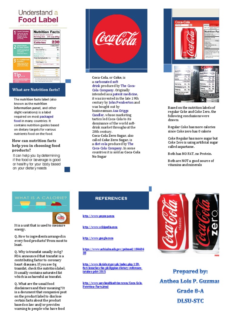 All About Coca Cola Pdf Coca Cola Nutrition Facts Label