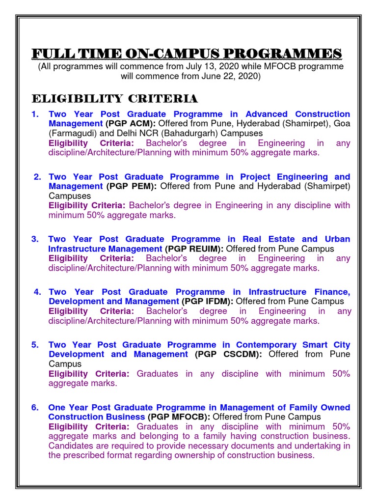 20191409admission2020 Eligibility Criteria | Download Free PDF ...