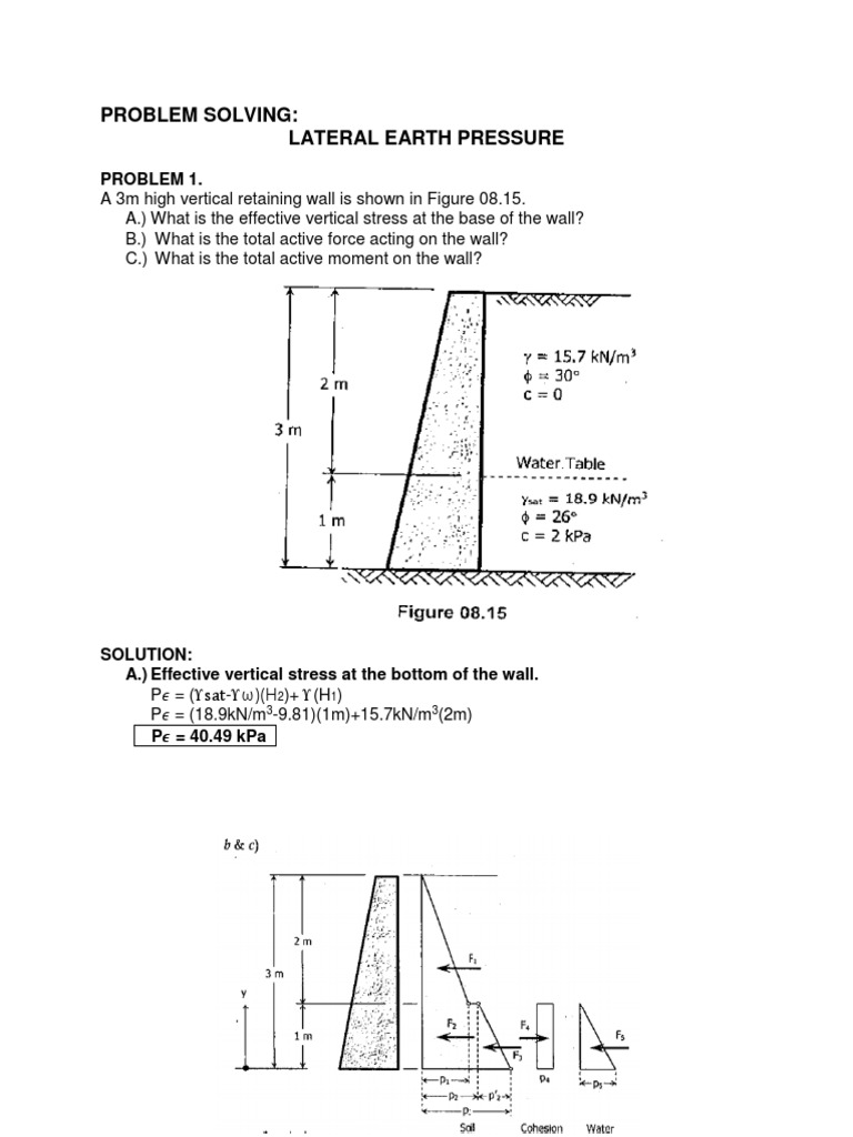 Lateral Earth Pressure Sample Problems | PDF | Nature | Geotechnical ...