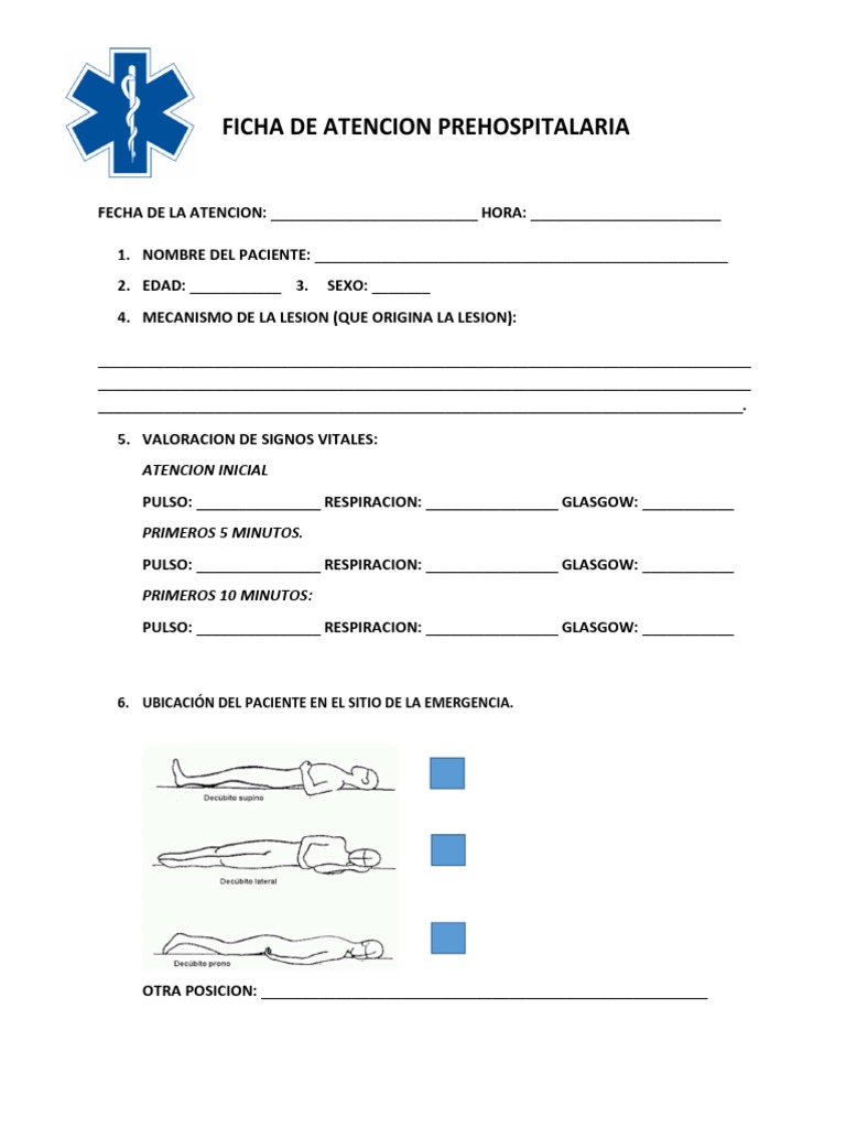 Ficha De Atención Prehospitalaria Pdf