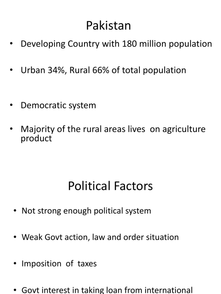 Pakistan: - Developing Country With 180 Million Population - Urban 34% ...