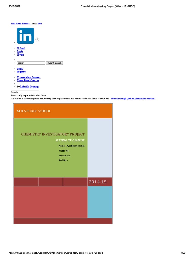 Chemistry Investigatory Project (Class 12, CBSE) | PDF | Mortar ...