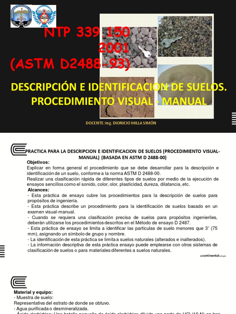 NTP 339.150 2001 (ASTM D2488-93): Descripción E Identificacion De ...