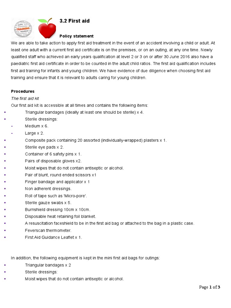 3.2 First Aid: Policy Statement | PDF | First Aid | Emergency Department