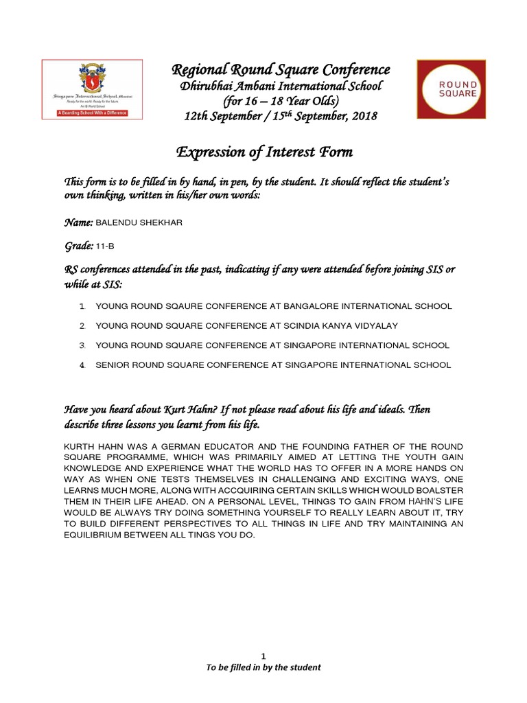 Regional Round Square Conference | PDF