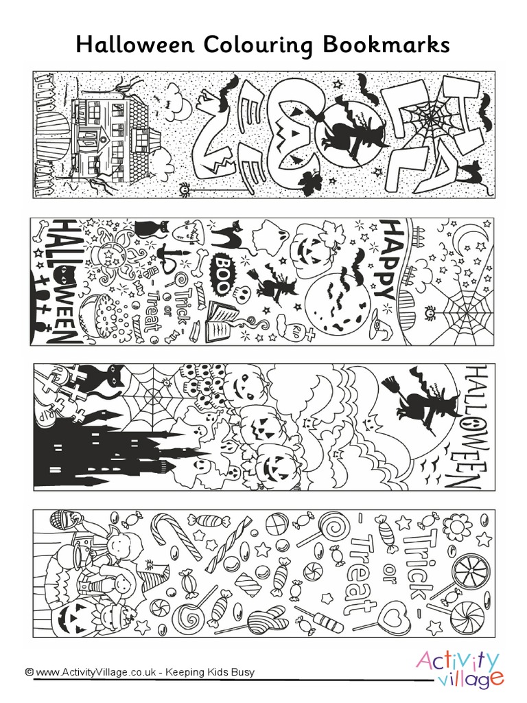 Halloween Colouring Bookmarks: © WWW - Activityvillage.Co - Uk ...